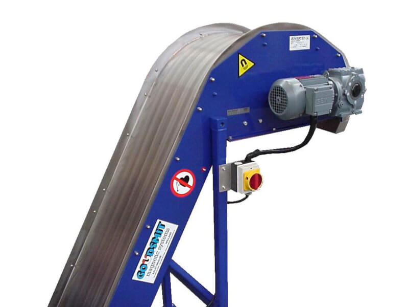Magnetic slide conveyor - transport of metal waste, scrap | WAMAG